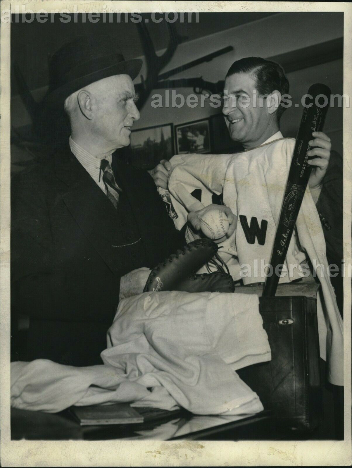 Clark Griffith & Bucky Harris show off Their Sports Memorabilia 1940 O ...