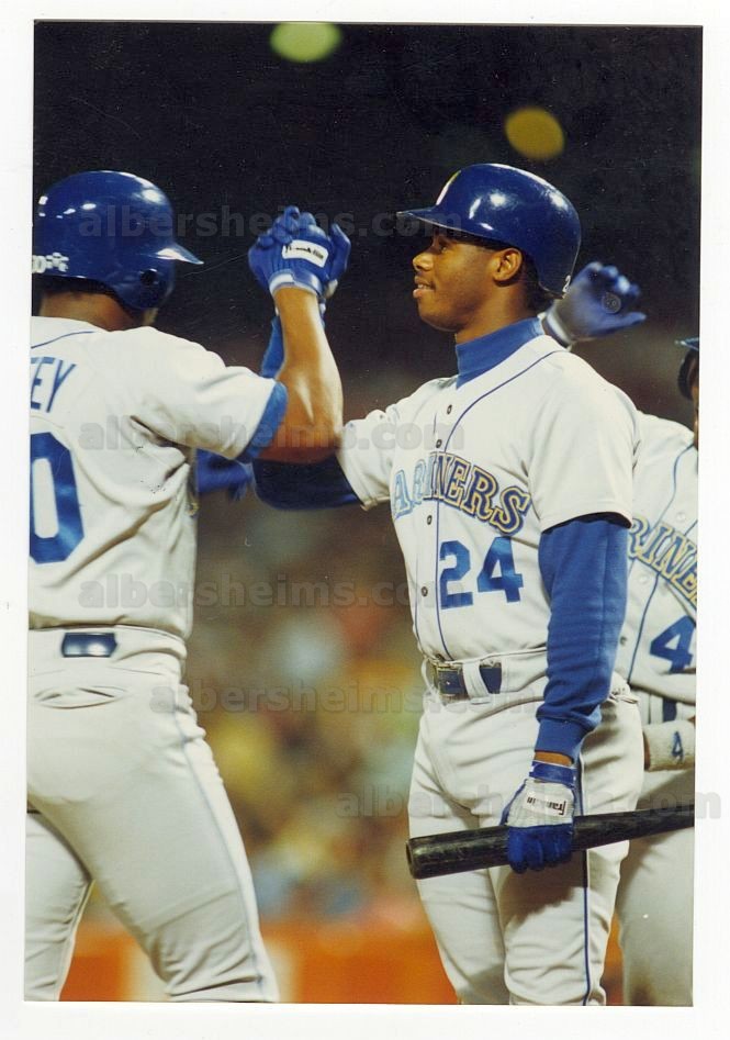 Ken Griffey Jr. High Fives Griffey Sr. Circa 1990-91 Seattle Mariners ...