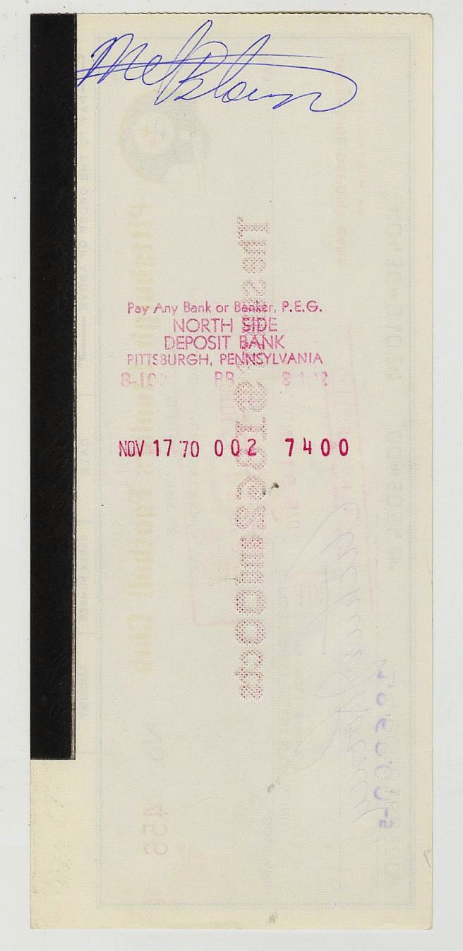 Art Rooney Signed AUTO 1970 Pittsburgh Steelers Payroll Check Signed b ...